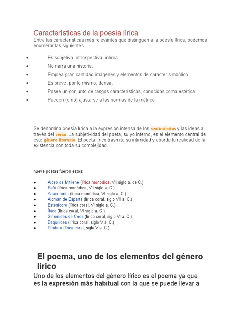 Poesía Lírica | PDF | Poesía lírica | Poesía