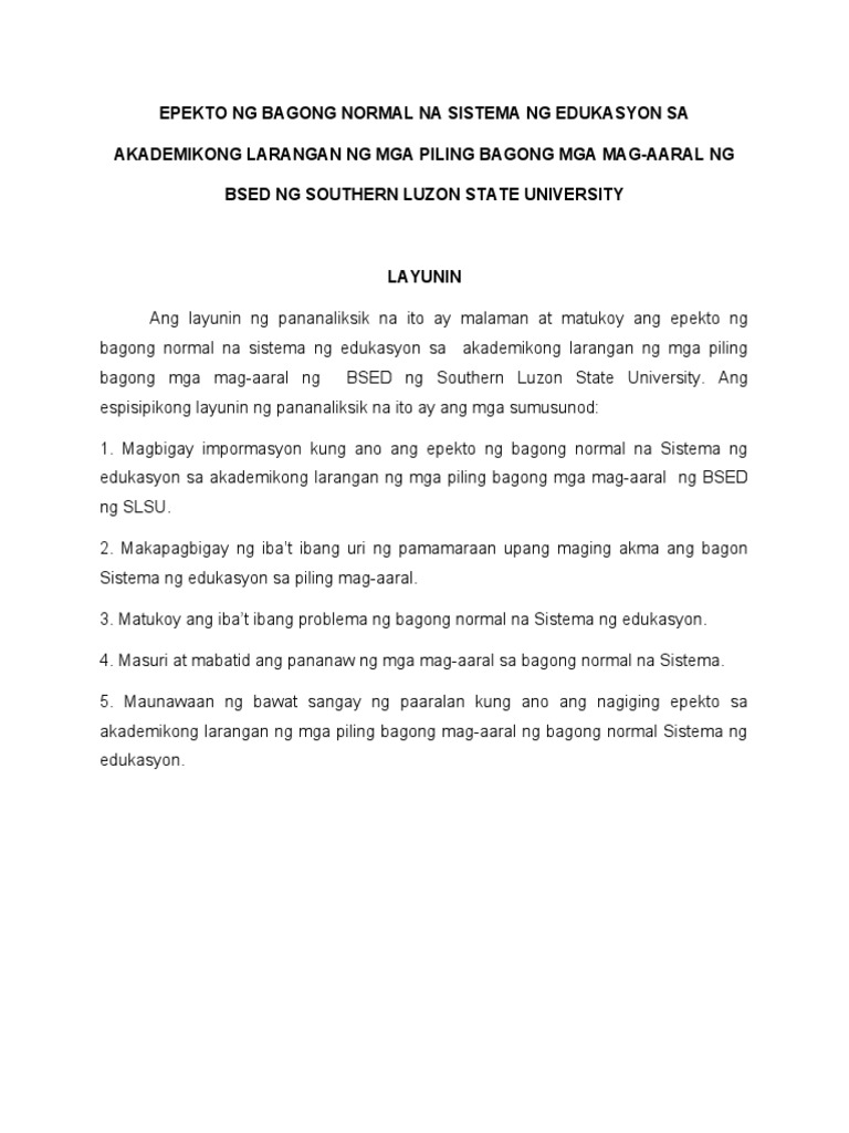 Epekto NG Bagong Normal Na Sistema NG Edukasyon Sa | PDF