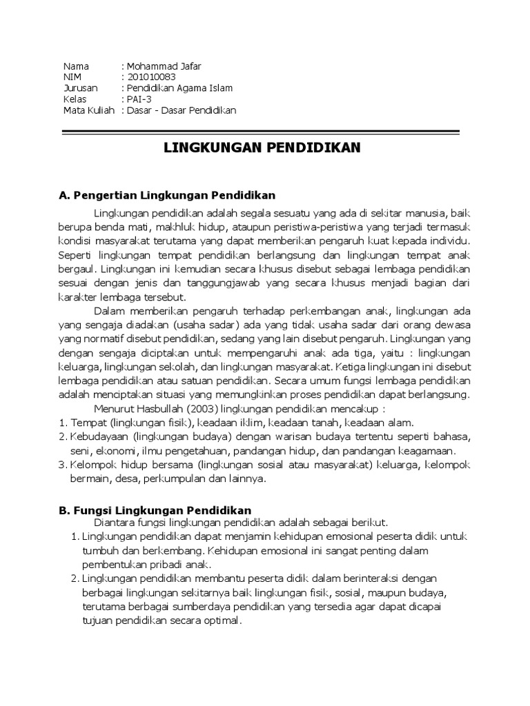 Lingkungan Pendidikan | PDF
