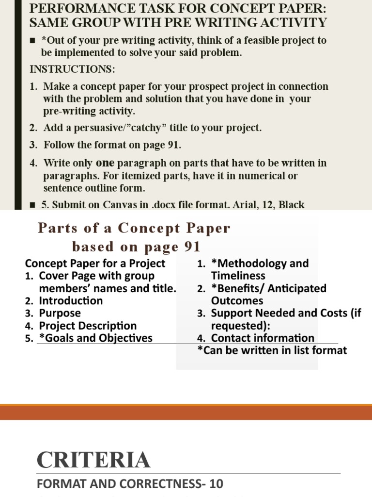 Concept Paper Performance Task Instructions | PDF