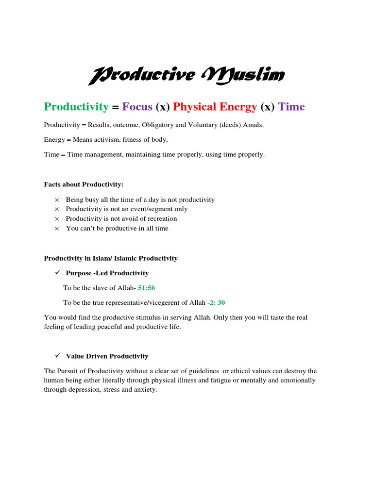 Productive Muslim Book Notes | PDF | Spirituality | Soul