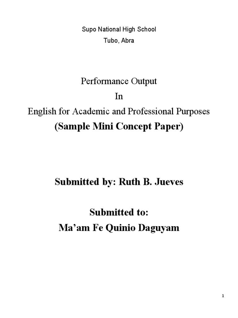 (Sample Mini Concept Paper) : Performance Output in English For ...