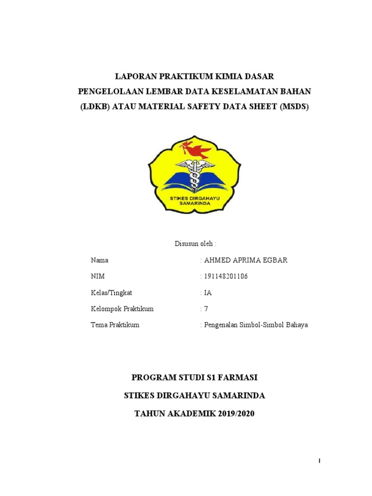 0 Laporan Praktikum Kimia Dasar Simbol MSDS Print | PDF