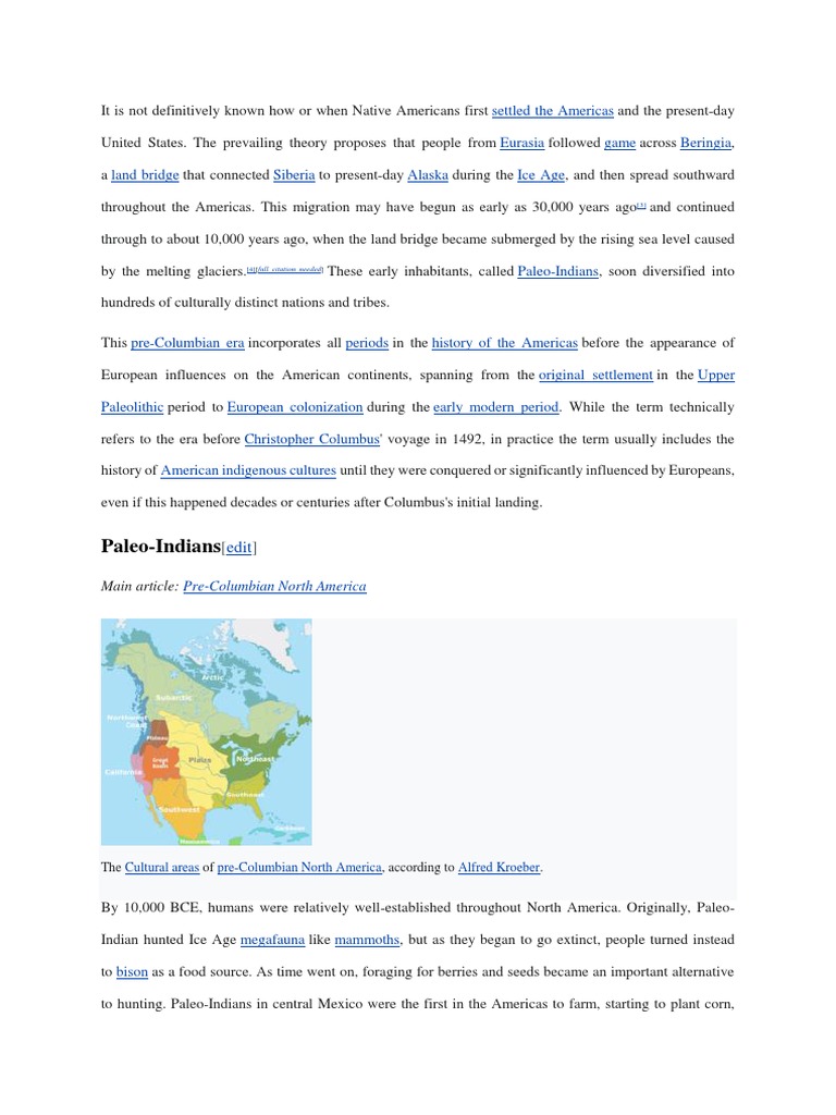 Paleo-Indians: Pre-Columbian North America | PDF | Slavery In The ...