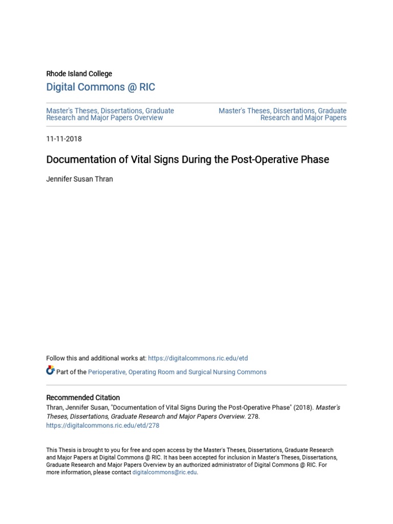 Documentation of Vital Signs During The Post-Operative Phase | PDF ...