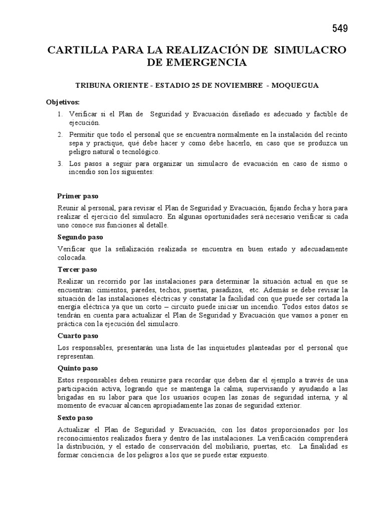 Guía para Simulacros de Emergencia | PDF | Defensa Civil
