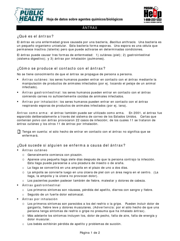 Información sobre el ántrax en humanos | PDF | Ántrax | Salud pública
