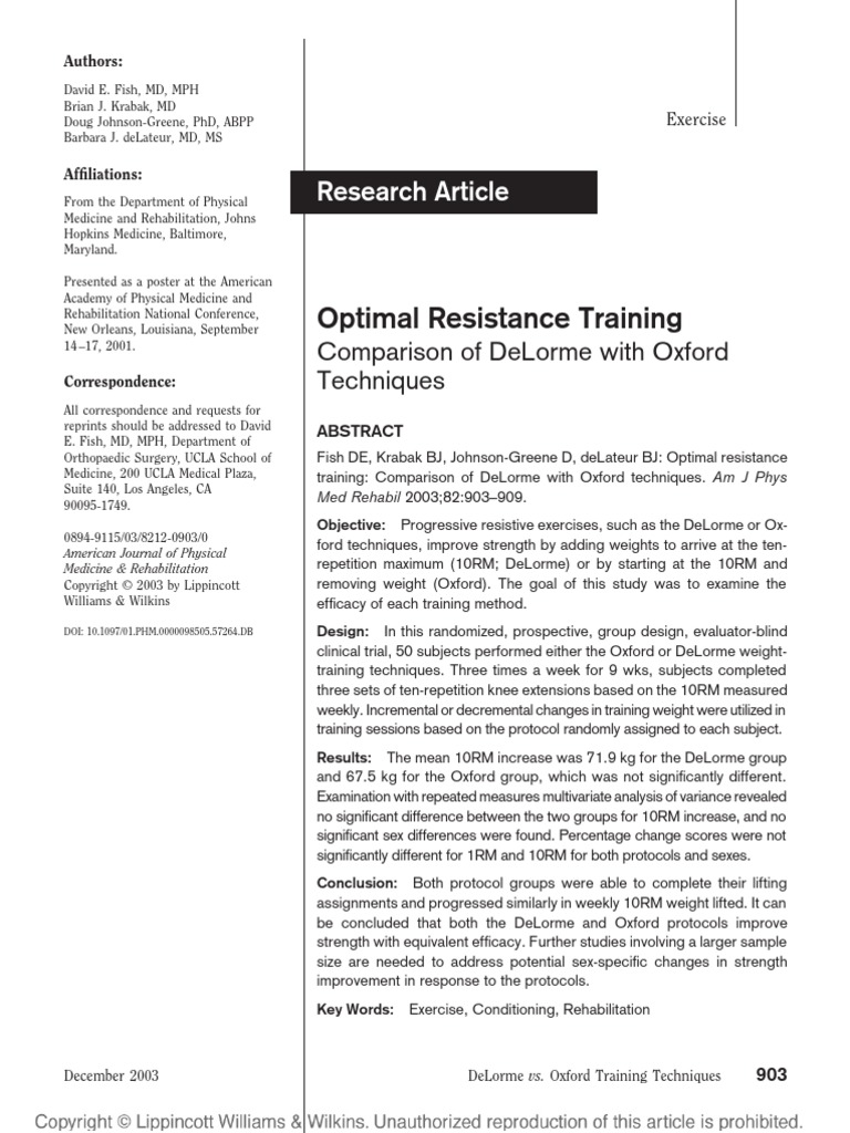 Optimal Resistance Training-Comparison of DeLorme With Oxford ...