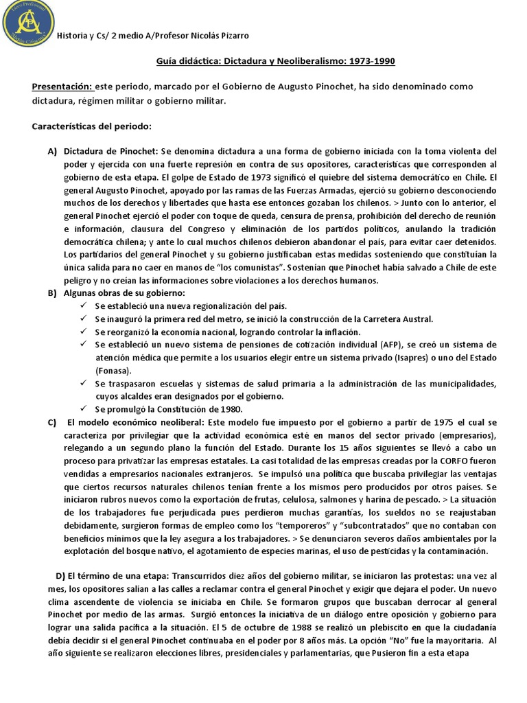 Guia Pinochet | PDF | Augusto Pinochet | Chile