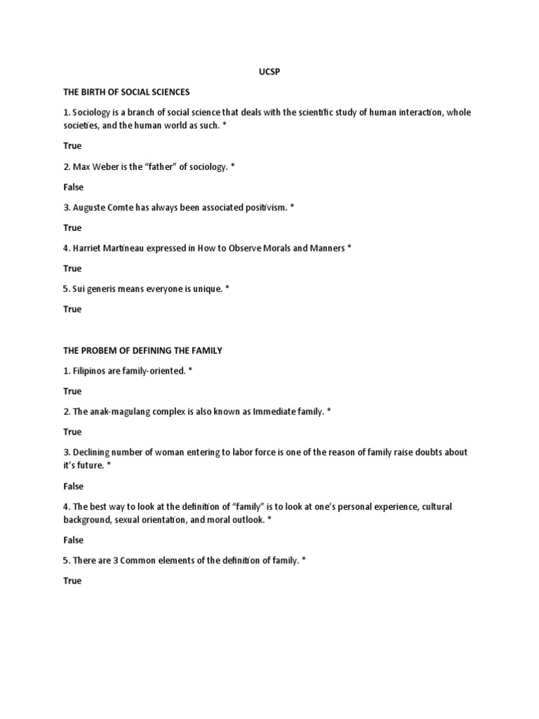 Ucsp The Birth of Social Sciences | PDF | Sociology | Family