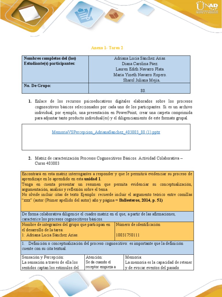 Tarea 2 - Matriz de Caracterización | Descargar gratis PDF | Percepción ...
