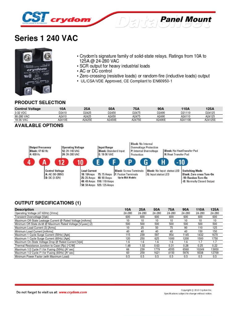 Crydom Solid-State Relays 240 VAC | PDF