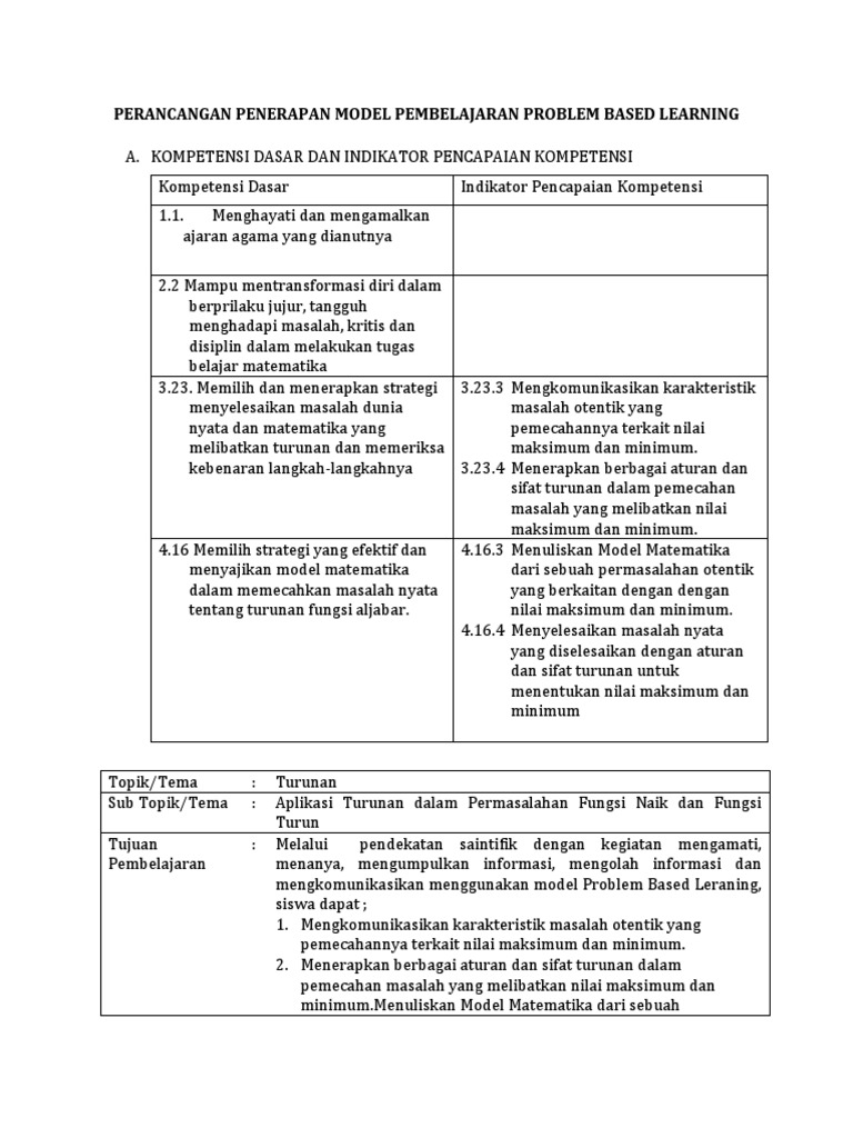Contoh Model PBL | PDF