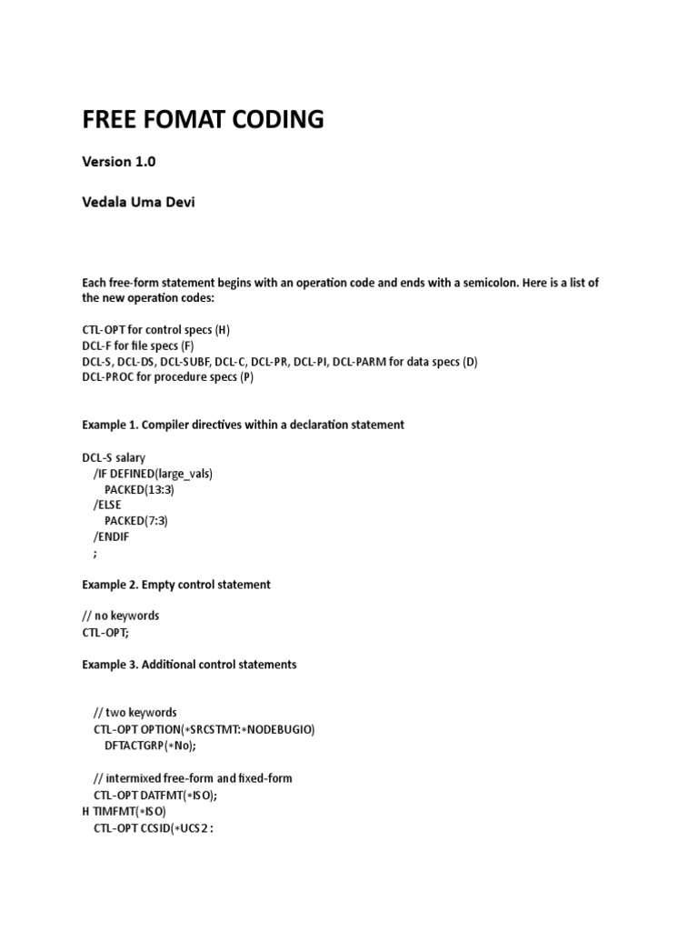 RPG Free Format | PDF | Parameter (Computer Programming) | Computer Data