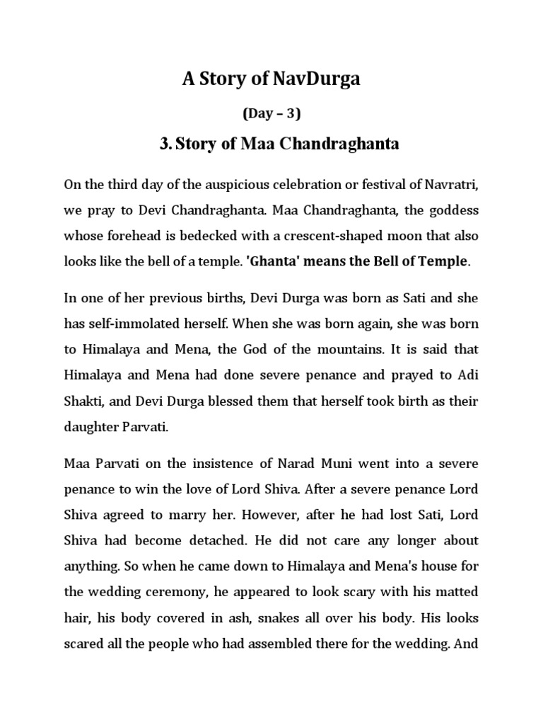 (Day - 3) Story of Maa Chandraghanta | PDF | Devi | Shiva