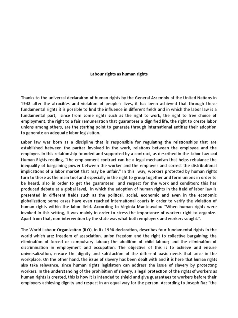 Labour Rights As Human Rights - RESUMEN | PDF | Labour Law | Employment
