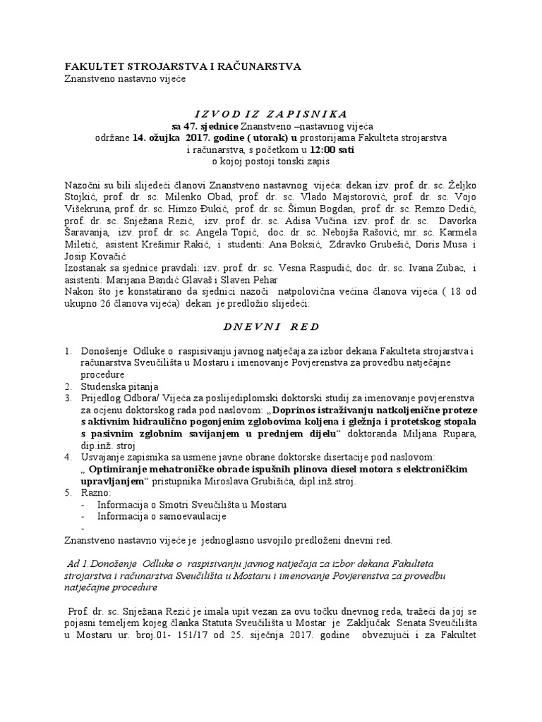 13 Izvod Iz Zapisnika Sa 47 | PDF