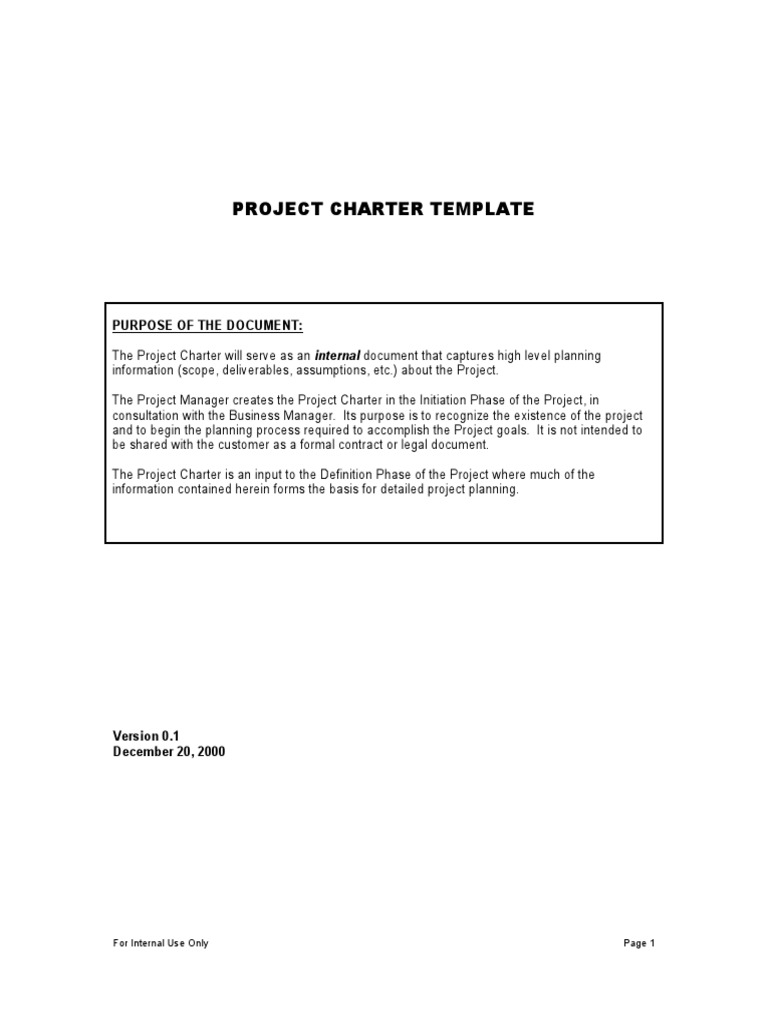 Project Charter Template: Purpose of The Document | PDF | Project ...