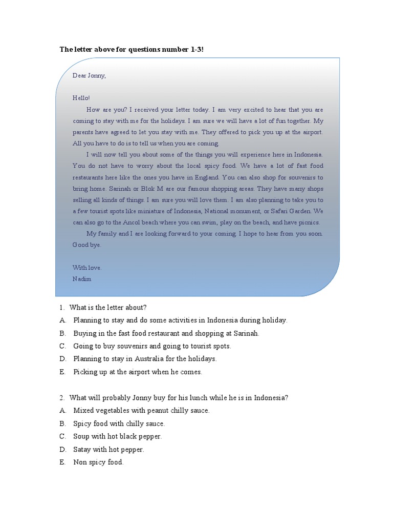 Multiple Choice Personal Letter | PDF