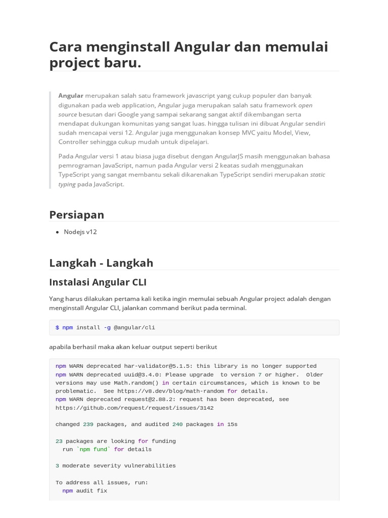 Cara Menginstall Angular | PDF