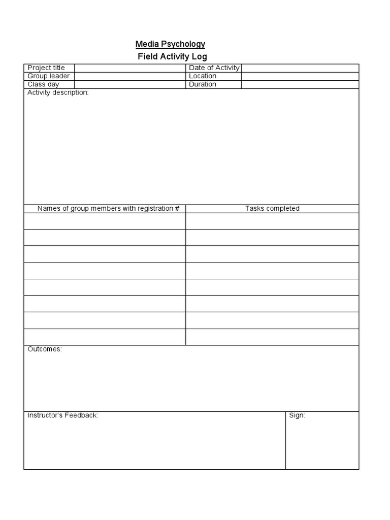 III - Field Log Template | PDF | Self-Improvement | Computers