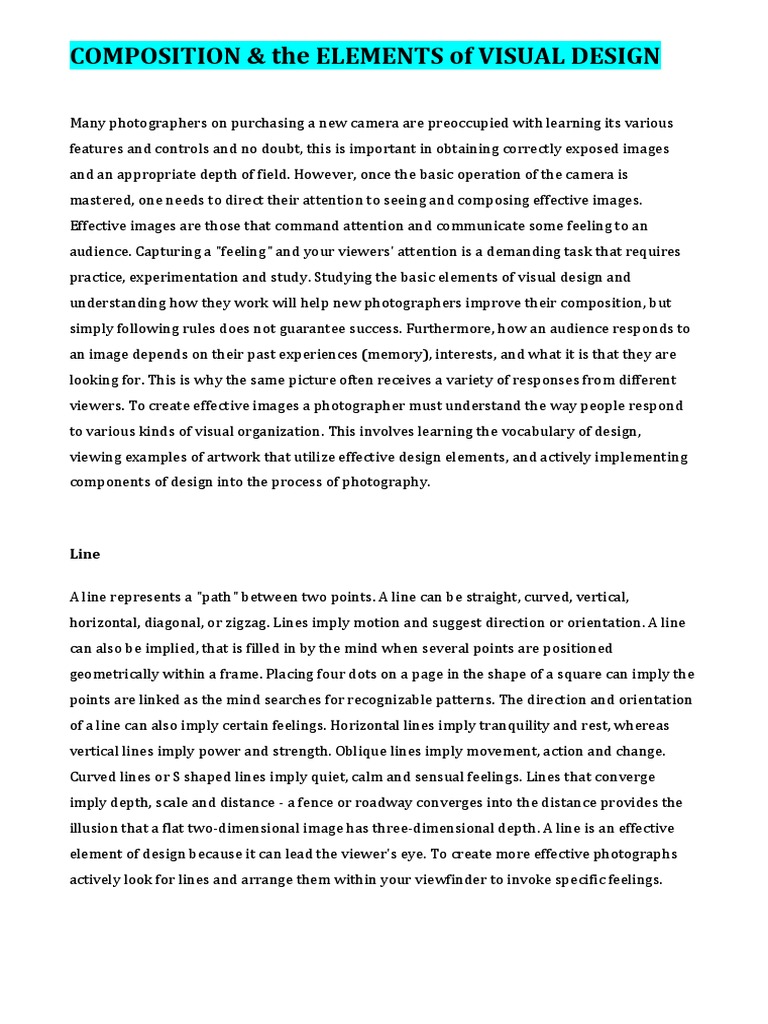 Composition & The Elements of Visual Design | PDF | Composition (Visual Arts) | Color