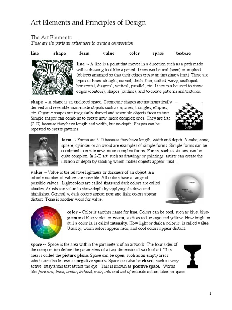 Art Element Principles of Design Definitions | PDF | Composition ...