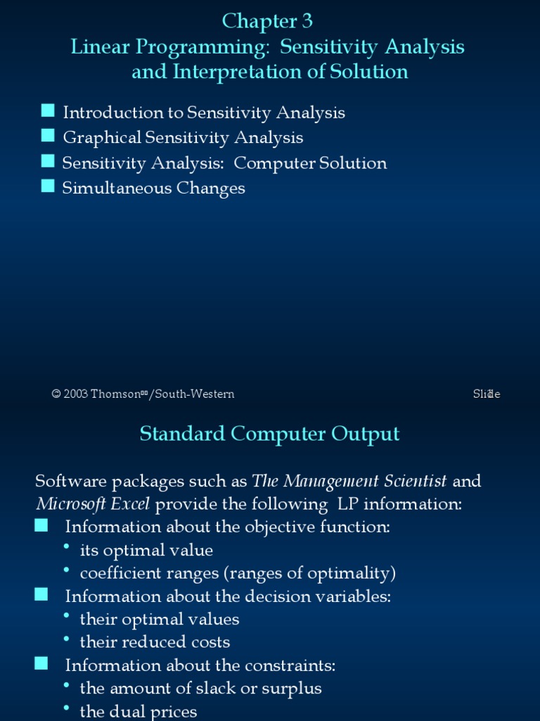 Introduction To Sensitivity Analysis Graphical Sensitivity Analysis Sensitivity Analysis ...