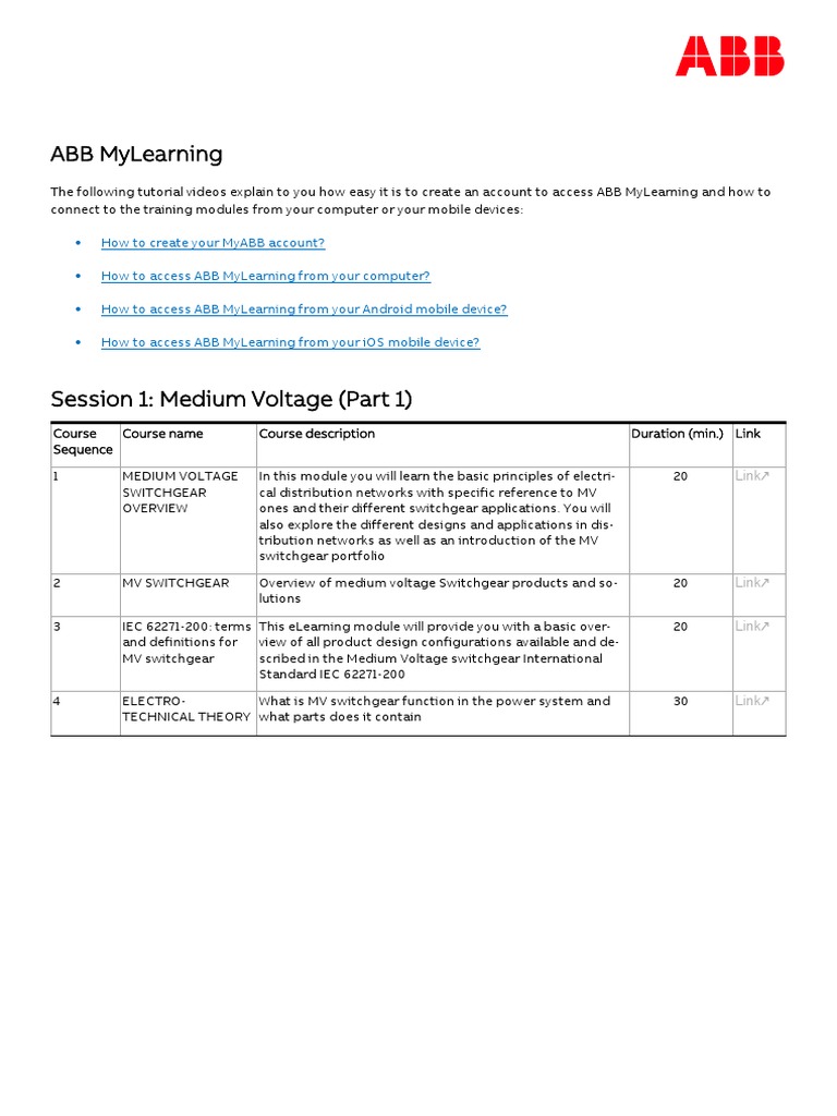 ABB MyLearning Session 1 Medium Voltage (Part 1) | PDF | Business ...
