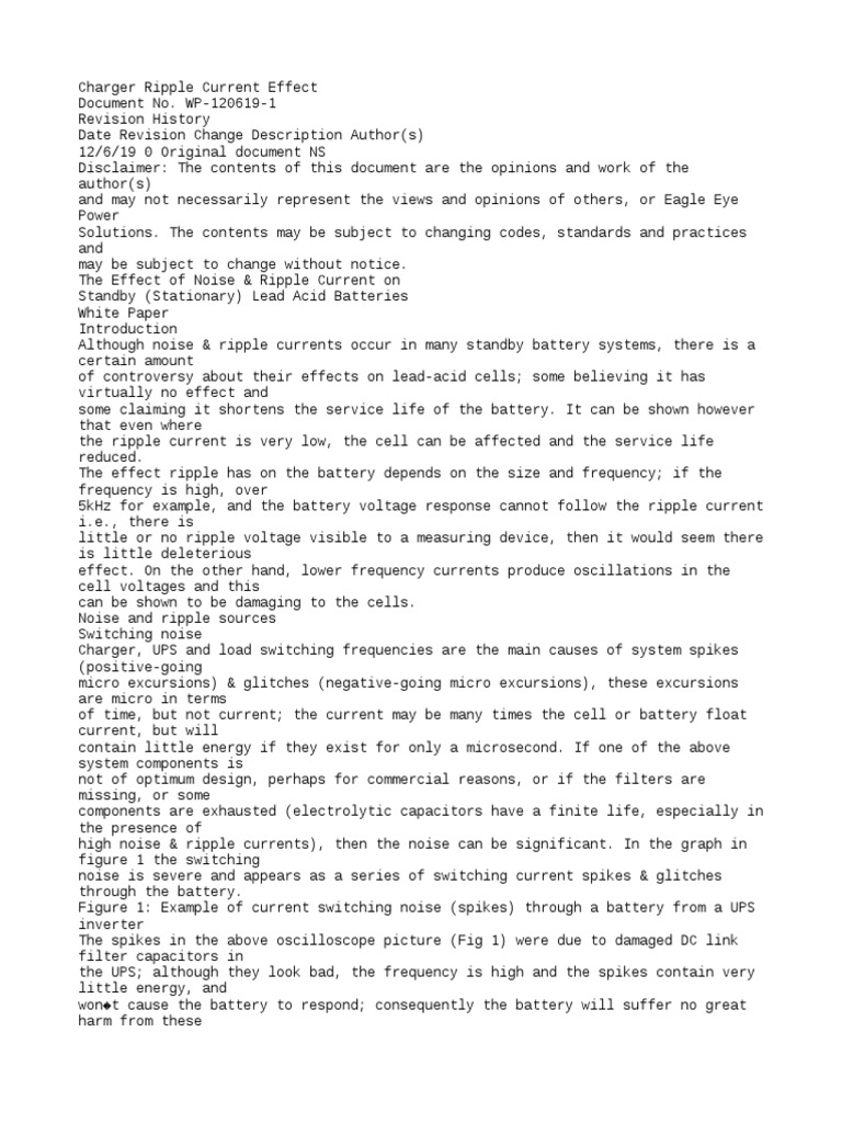 Ripple Current Impact on Batteries | PDF | Battery Charger | Electrical ...