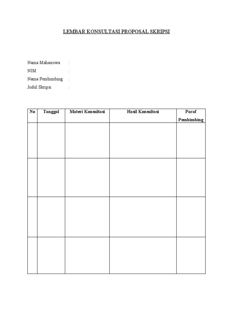 Lembar Konsultasi Proposal Skripsi | PDF