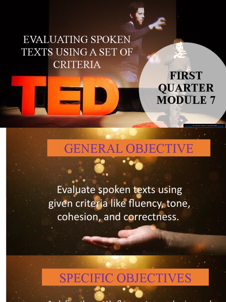 Evaluating Spoken Texts Using A Set of Criteria: First Quarter | PDF ...