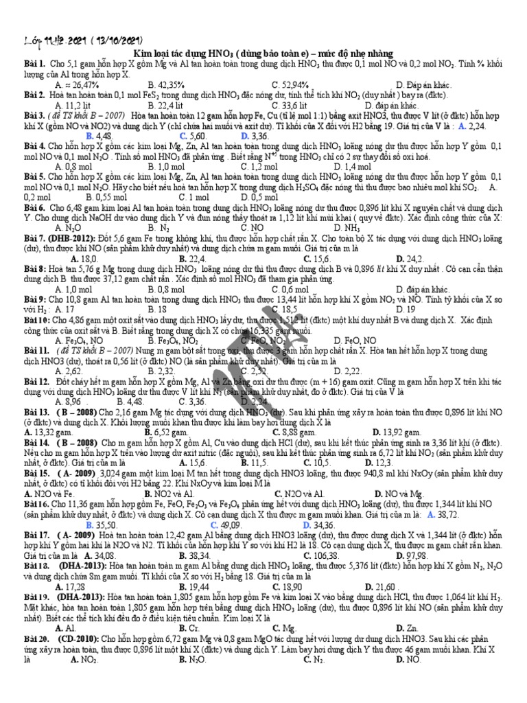 Kim Lo I HNO3. | PDF