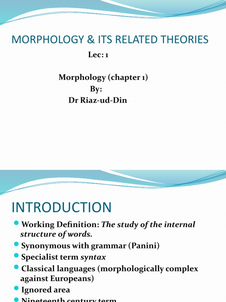 MORPHOLOGY & ITS RELATED THEORIES Lec 1 | PDF