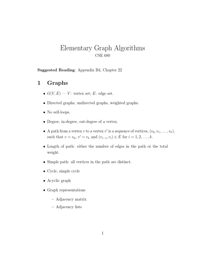 Elementary Graph Algorithms: 1 Graphs | Download Free PDF | Vertex ...