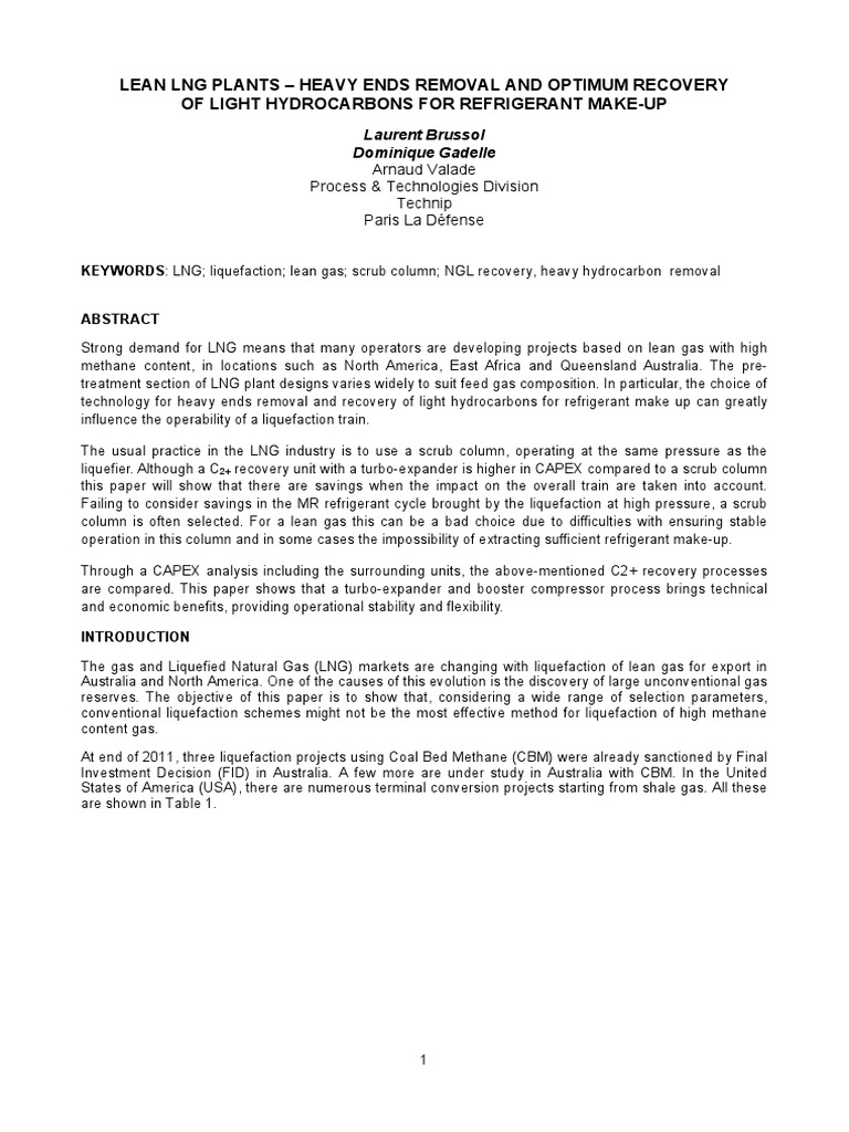 LNG Plant Design for Lean Gas | PDF | Natural Gas Processing ...