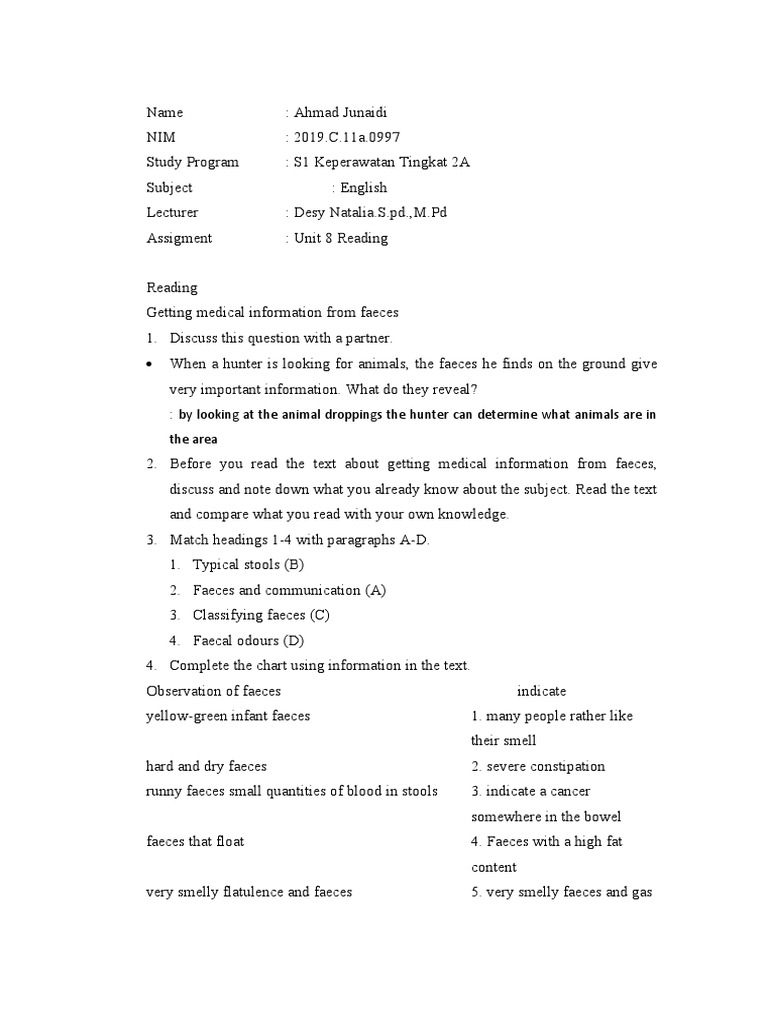 Unit 8 Reading Ahmad Junaidi | PDF | Foreign Language Studies | Wellness