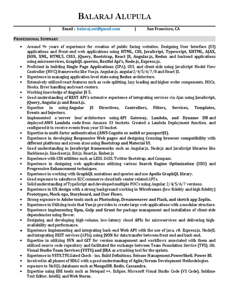 Balaraj SR Ui Front End Developer | PDF | Angular Js | Ajax (Programming)