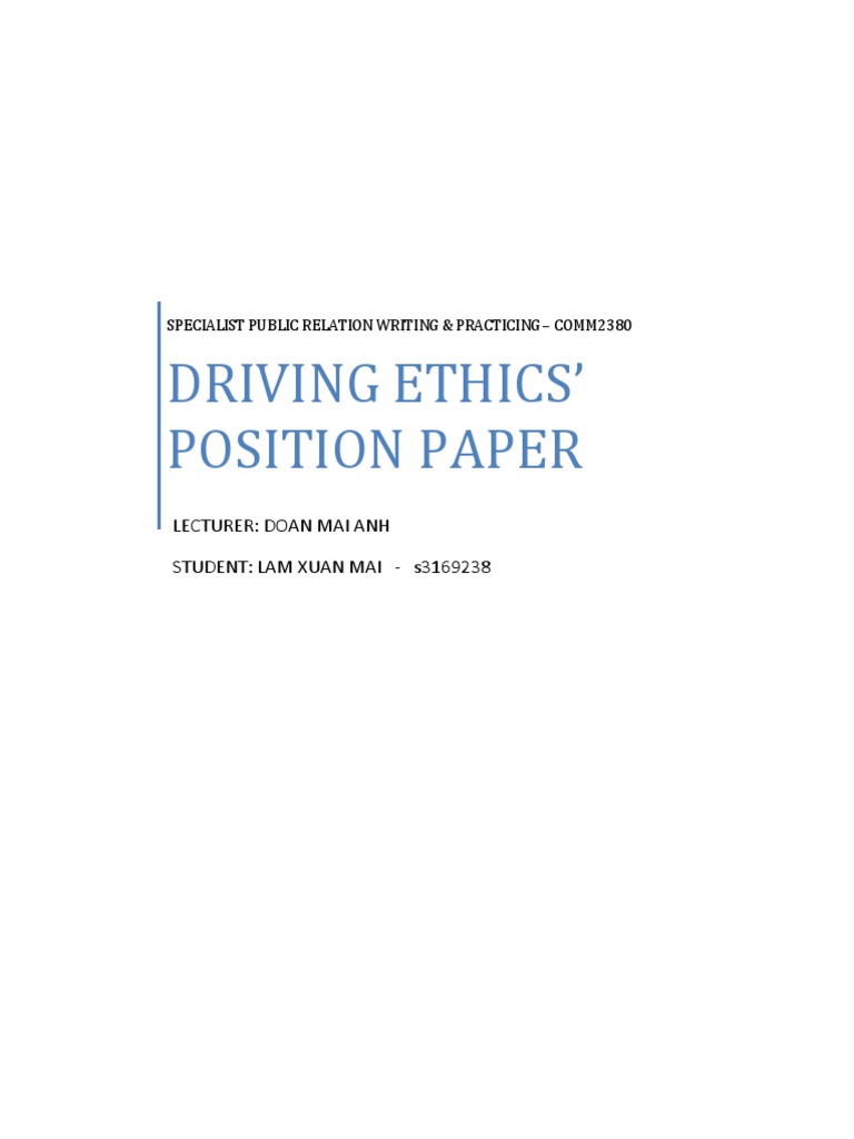 Microsoft Word - Position - Paper - Mai | PDF | Traffic Collision | Driving