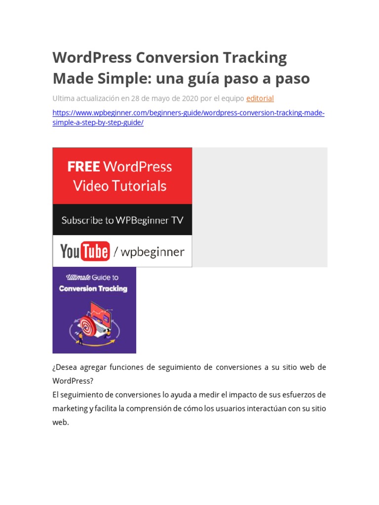 WordPress Conversion Tracking Made Simple | PDF | Comercio electrónico | Facebook