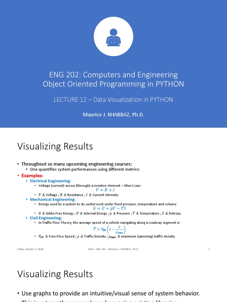 ENG 202: Computers and Engineering Object Oriented Programming in ...