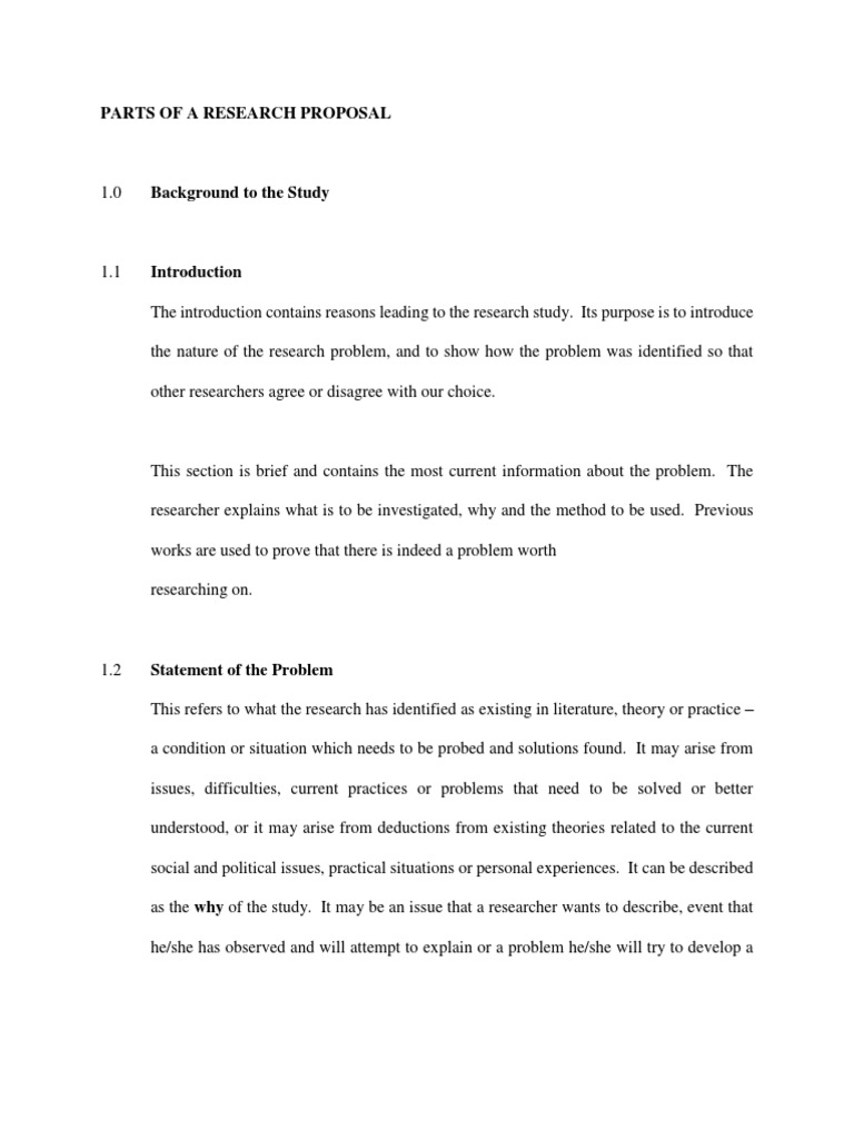 Parts of A Research Proposal Guide | PDF | Sampling (Statistics ...