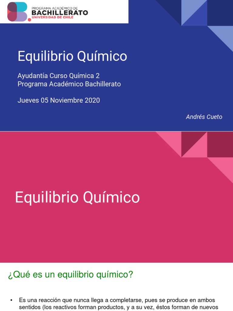 Ayudant A N 6 Equilibrio Qu Mico I PDF | PDF | Equilibrio químico | Reacciones químicas