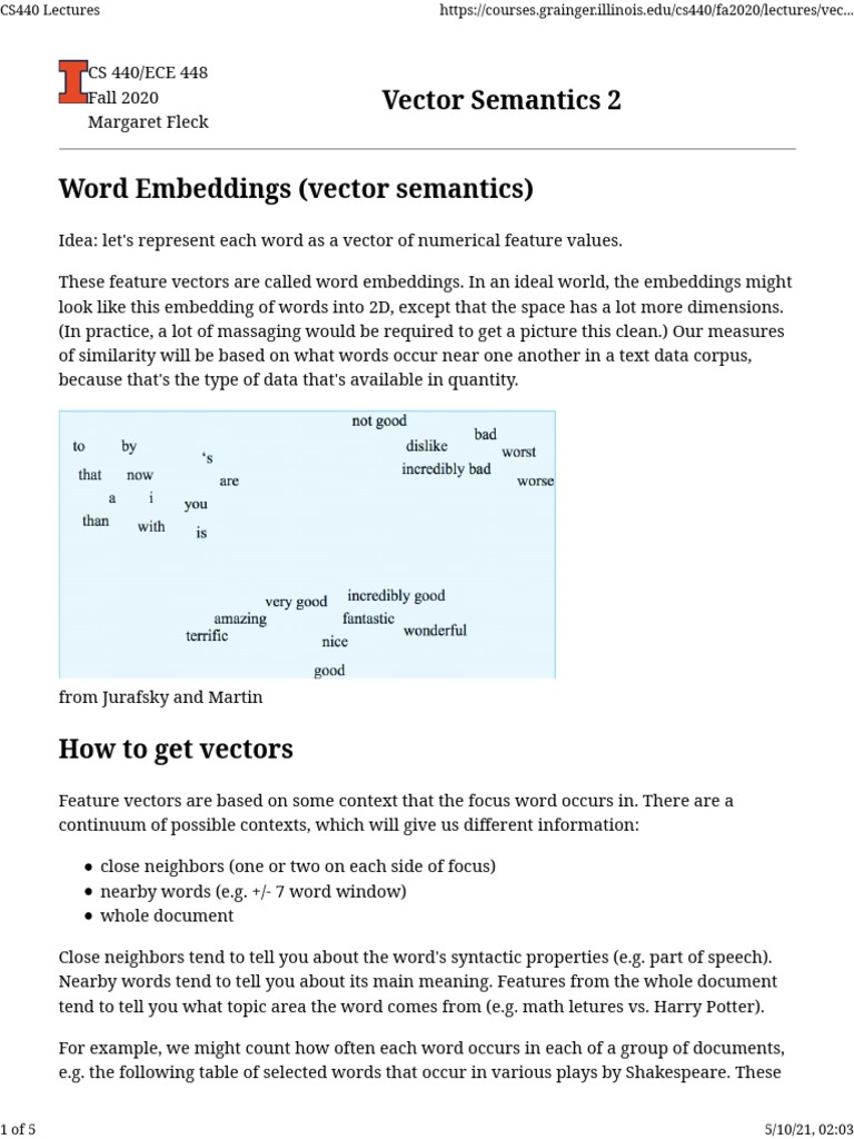 Vector Semantics 2 Word Embeddings (Vector Semantics) | PDF | Euclidean Vector | Angle