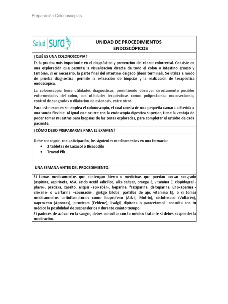 Preparacion Colonoscopia 20210104pdf | PDF | Cáncer colonrectal ...