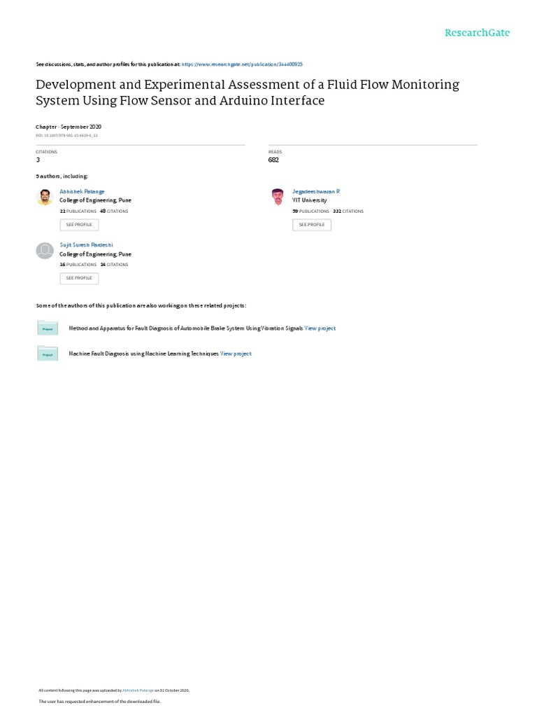 Development and Experimental Assessment of A Fluid Flow Monitoring ...