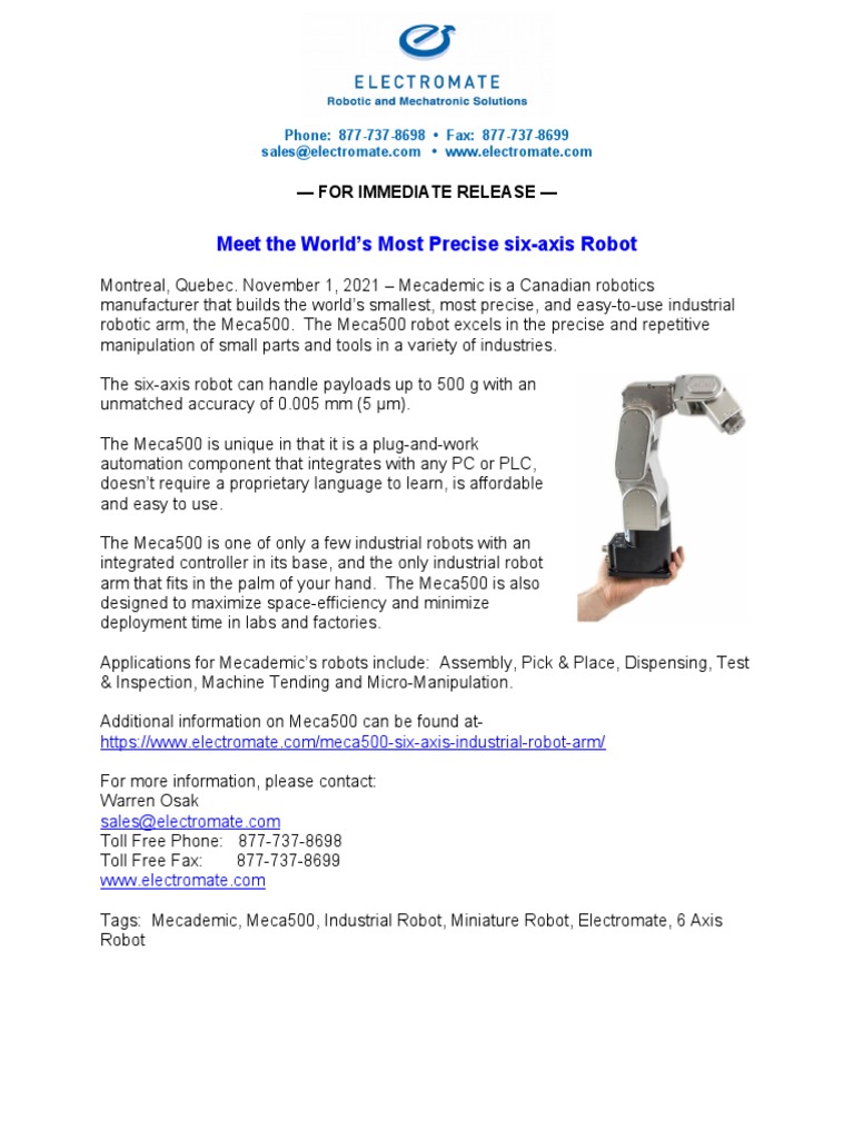 Meet The World's Most Precise Six-Axis Robot | PDF | Home & Garden ...