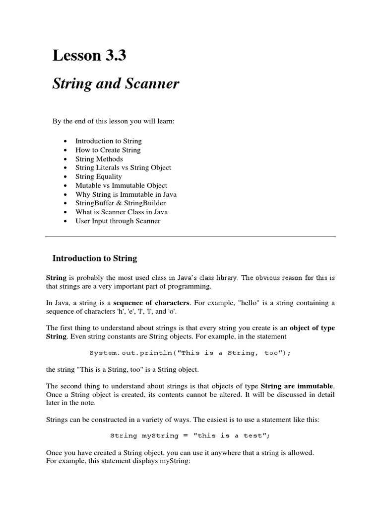 Oop Java String And Scanner Pdf String Computer Science Computer Science 4336