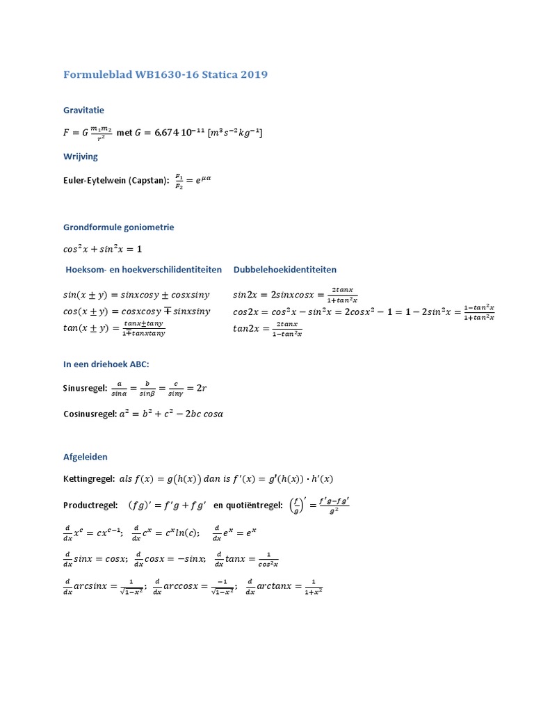 Formuleblad WB1630 | PDF