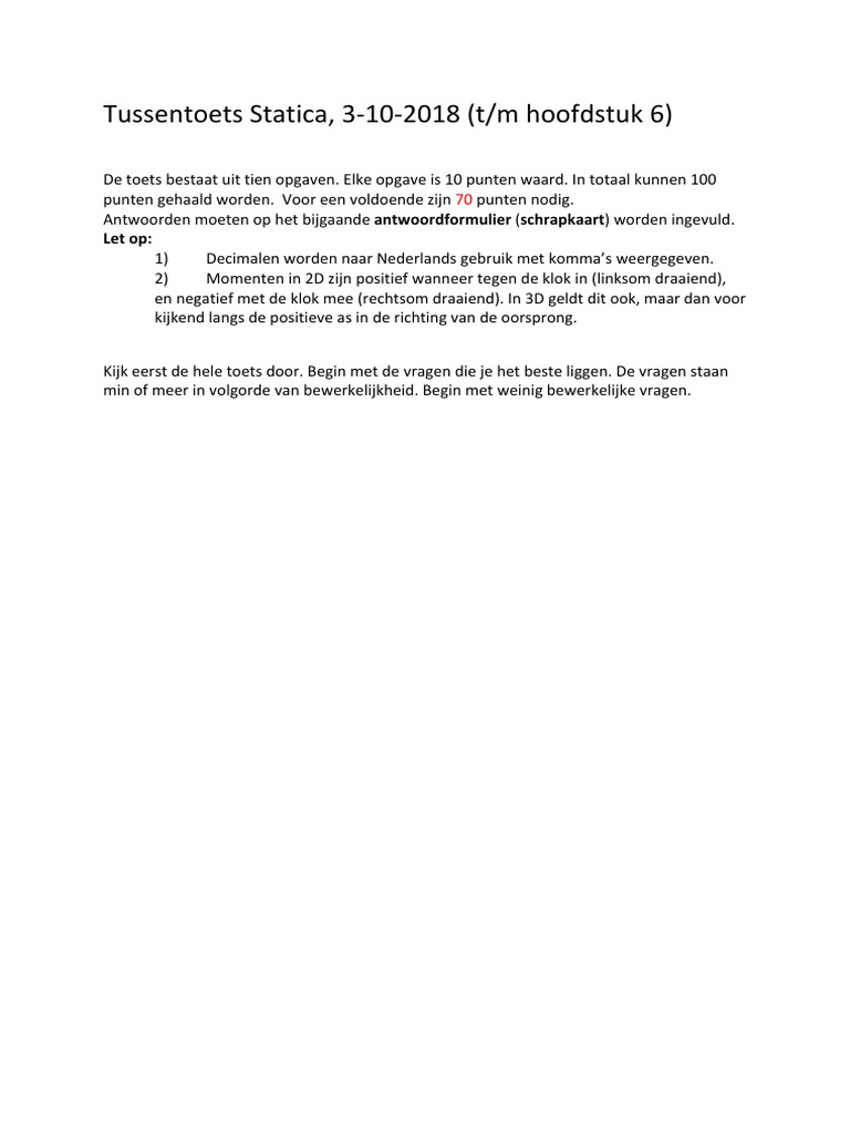 Tussentoets Statica 2018-V0.5.1 | PDF